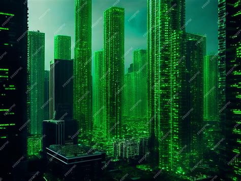 Premium Photo Matrix Of Binary Numbers Scifi Background Binary Computer Code Green Digital Numbers
