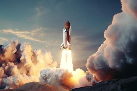 Premium Photo Rocket Lift Off Space Shuttle With Smoke And Blast Takes Off Into Space On A