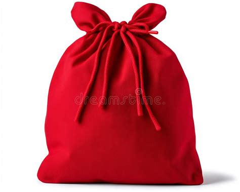 A Red Drawstring Bag With A Bow On The Front Stock Image Image Of Lightweight Soft 347993943