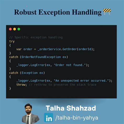 Talha Shahzad On Linkedin Dotnet Exceptionhandling Codingtips Dotnetdeveloper