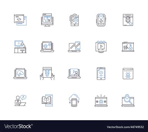 computer outline icons collection royalty free vector image
