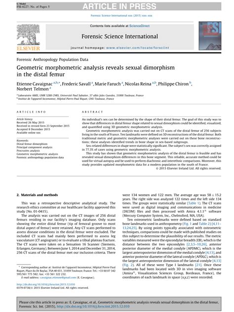 Pdf Geometric Morphometric Analysis Reveals Sexual Dimorphism In The