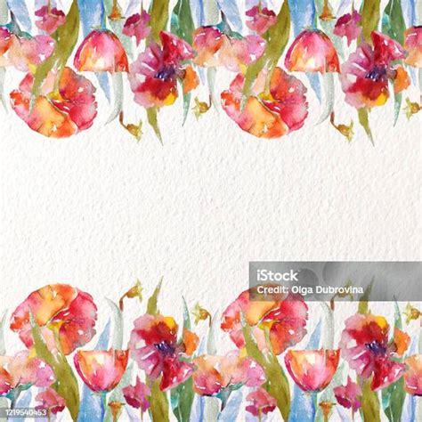 수채화 빨간 양귀비와 녹색 잎 여름 꽃 결혼식 초대 인사말 카드 또는 날짜 템플릿 식물 그림 책 또는 노트 커버를 저장하는 데 이상적입니다 흰색 격리 그냥 텍스트를 추가 0