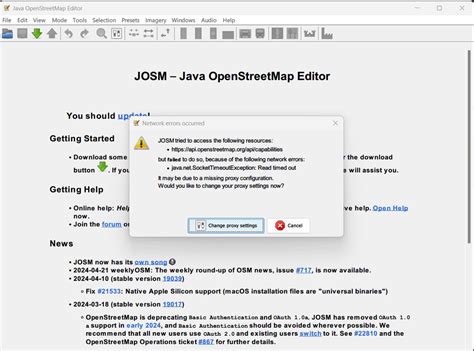 Openstreetmap Osm Api Is Down Fresh Install Of Josm First Launch Gave Me This Ropenstreetmap