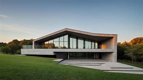 Premium Photo Sleek Modern House With Sharp Angles And A Metallic Sheen