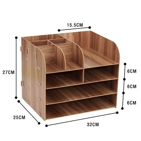 Wooden Diy Assemble Desktop Organizer Office Desk Grandado