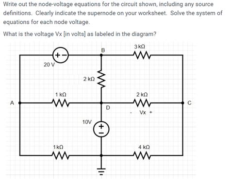solved write out the node voltage equations for the circuit