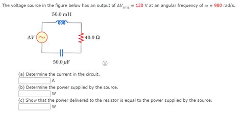 Solved The Voltage Source In The Figure Below Has An Output Chegg