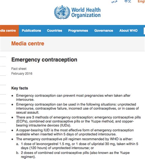 Who Updates Factsheet On Emergency Contraception Ecec