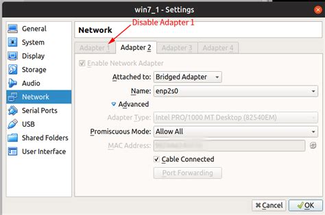 linux set up a guest machine in virtualbox to use a given static ip