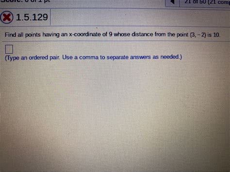 solved find all points having an x coordinate of 9 whose