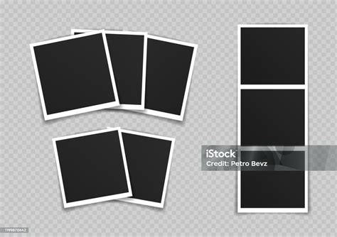 큰 세트 벡터 사진 프레임 모형 디자인입니다 투명 한 배경에 격리 된 스티커 테이프에 슈퍼 세트 사진 프레임 벡터 일러스트