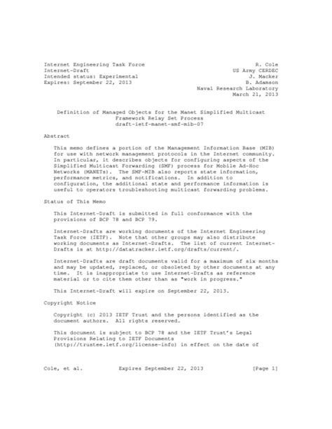 Pdf Managed Objects For Manet Multicast Mib