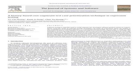 A History Based Cost Cognizant Test Case Prioritization Technique In