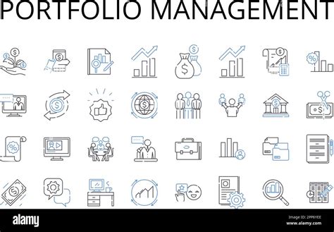 Portfolio Management Line Icons Collection Investment Planning Asset Allocation Task