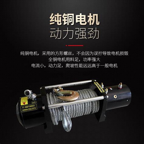 电动绞盘12V越野车自救汽车绞盘24V电动葫芦卷扬机车载小吊机提升 虎窝淘