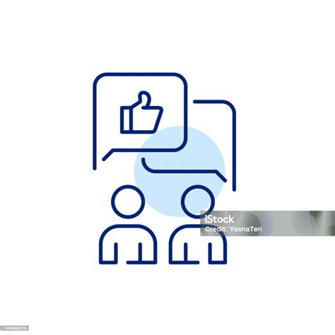 채팅에서 엄지손가락을 치켜세우는 두 명의 사용자 픽셀 완벽 편집 가능한 획 선 아이콘 Brand Name Online Messaging Platform에 대한 스톡 벡터