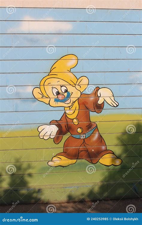 Disney Cartoon Character Dopey Dwarf Mural On The Fence Iranian Street Art Shiraz Iran