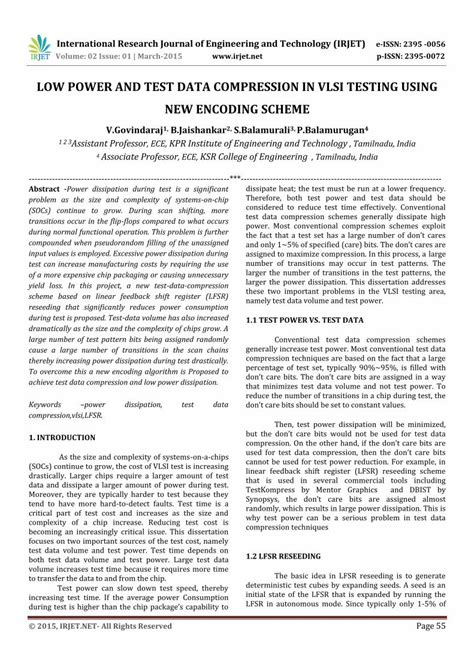 Pdf Irjet Low Power And Test Data Compression In Vlsi Testing Using
