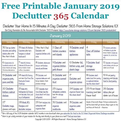 Pin By Michelle Beaman On Daily Declutter Declutter Calendar Home