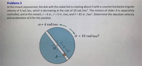 Solved Problems 3 At The Instant Represented The Disk With