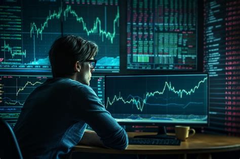 Premium Ai Image A Man In Front Of A Computer Screen With A Graph