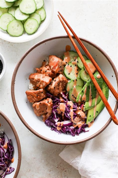Cooked Salmon Poke Bowl A Nourishing Plate