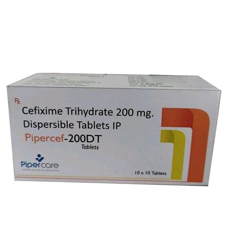 Pipercef 200dt 200mg Cefixime Trihydrate Dispersible Tablets Ip At Rs 1190 Box In Patna