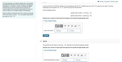 Solved A Review Constants Periodic Table The Heat Capacity Chegg