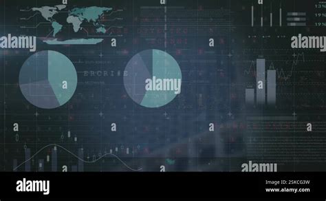 Animation Of Infographic Interface Over Multiple Texts Letters