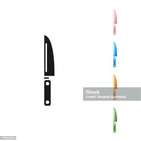 흰색 배경에 격리 된 검은 칼 아이콘입니다 칼 기호입니다 다채로운 아이콘을 설정합니다 벡터 일러스트레이션 강철에 대한 스톡 벡터 아트 및 기타 이미지 Istock