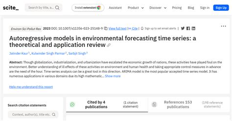 Autoregressive Models In Environmental Forecasting Time Series A Theoretical And Application