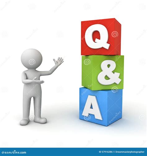 3d Man Standing And Presenting Q And A Word Questions And Answers