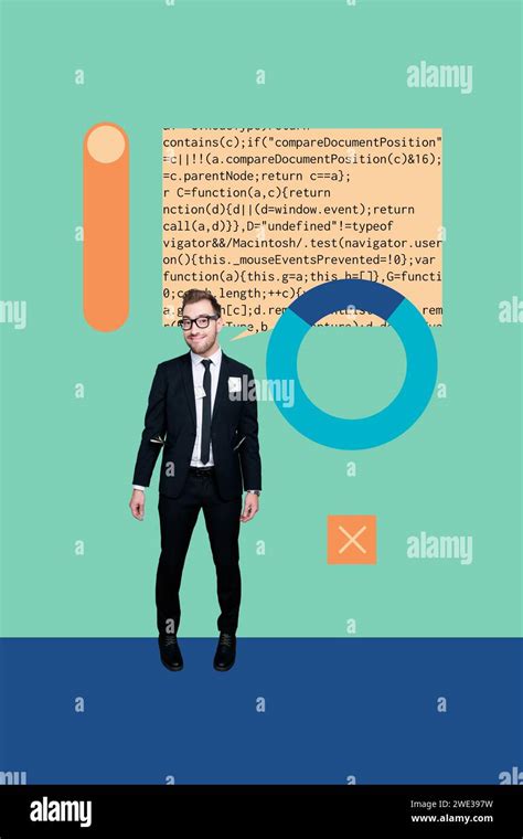 Vertical Picture Collage Of Handsome Geek Nerd Man Working As Hacker Isolated On Drawing