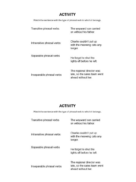 Activity Phrasal Verbs Pdf