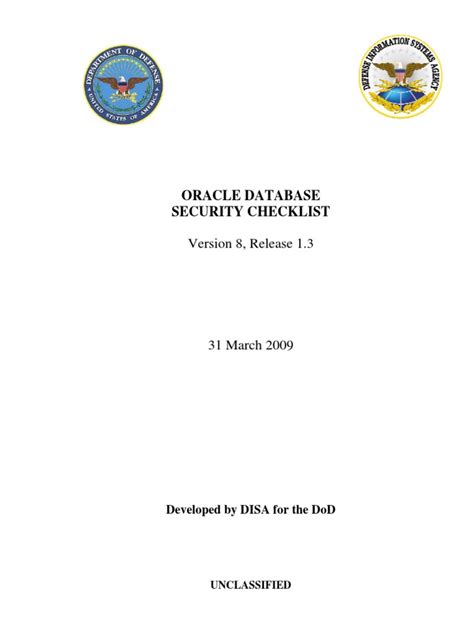 Oracle Database Security Checklist V8 R13 Pdf Oracle Database Databases