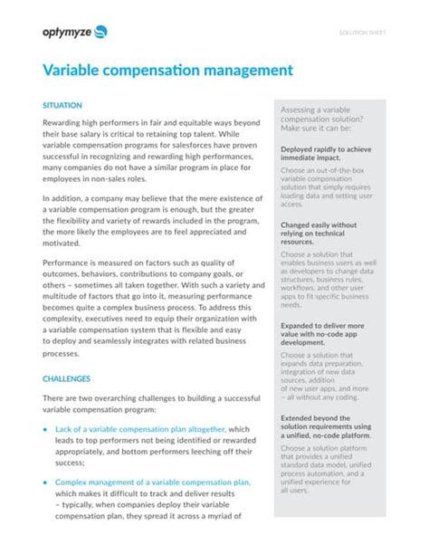 Solution Sheet Variable Compensation Management 2026 Pdf