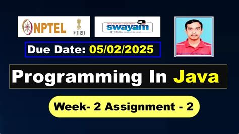 Programming In Java Week 2 Answers Solutions Nptel Assignment 2 Jan