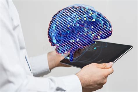 3d Render Of A Holographic Digital Style Human Brain Conveying The Idea