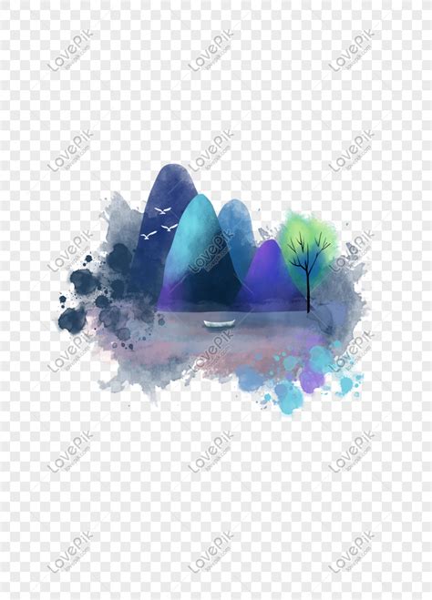 잉크 수채화 고대 풍경 그림 장식 Png 일러스트 무료 다운로드 Lovepik