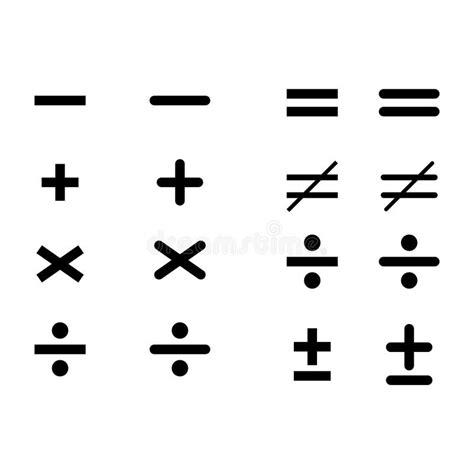 Plus Minus Multiply And Equal To Mathematics Symbol Education Maths Icon Web Element Vector