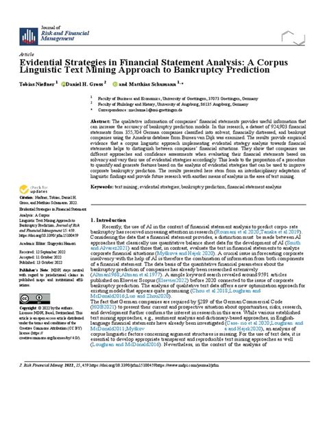 evidential strategies in financial statement analysis a corpus