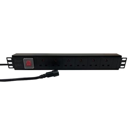 Pdu 6 Way Horizontal Switched Iec 320 C14 Plug 13a Uk Socket Black L 490mm Cord 3mtr Ups Centre