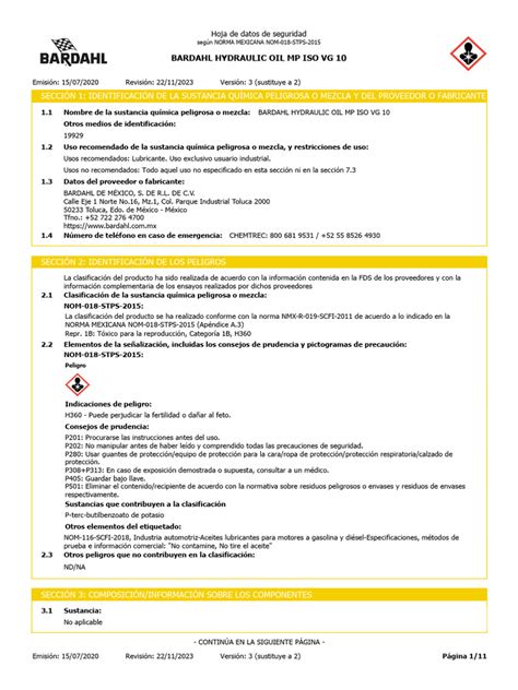 bardahl-hydraulic-oil-mp-iso-vg-10-hds | PDF | Química | Contaminación