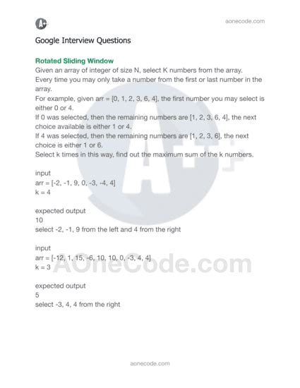 Google Interview Questions AOneCode