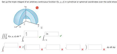 solved set up the triple integral of an arbitrary continuous