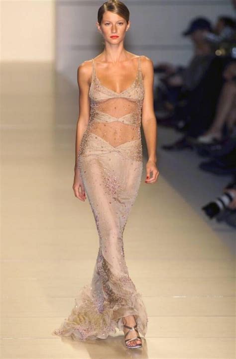 Vintage Valentino Fw 2000 Runway Nude Sexy Sheer Fully Embellished
