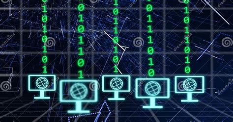 Image Of Digital Icons And Binary Coding Data Processing Over Dark