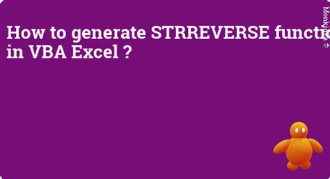 How To Implement Strreverse Function In Vba Excel Data Analytics