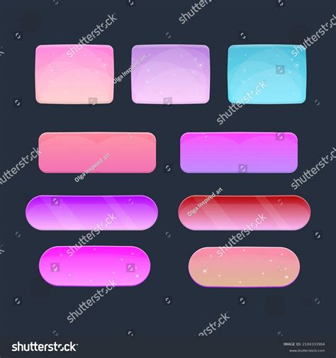 Game Ui Set Buttons Square Oval Stock Vector Royalty Free 2104333904 Shutterstock